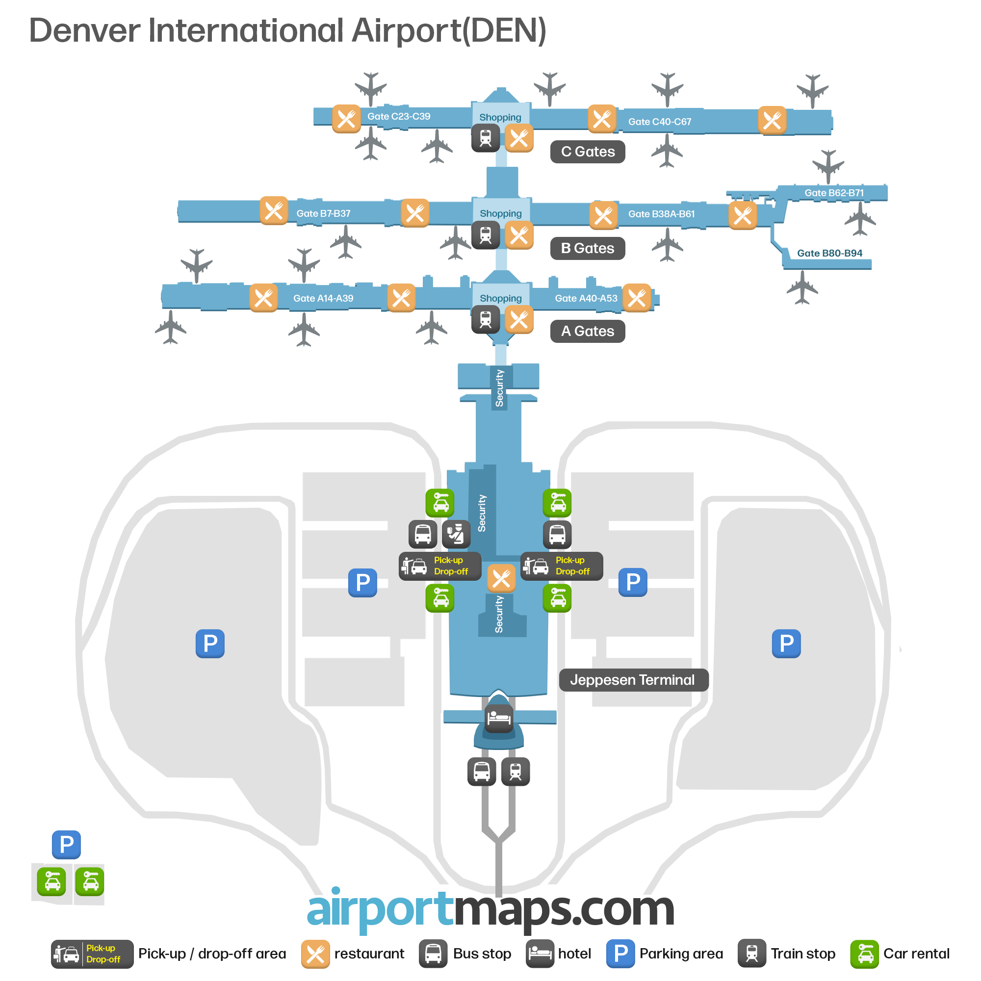 Denver International Airport Map Terminals And Gates Airportmaps Denver International Airport Map Terminals And Gates Airportmaps