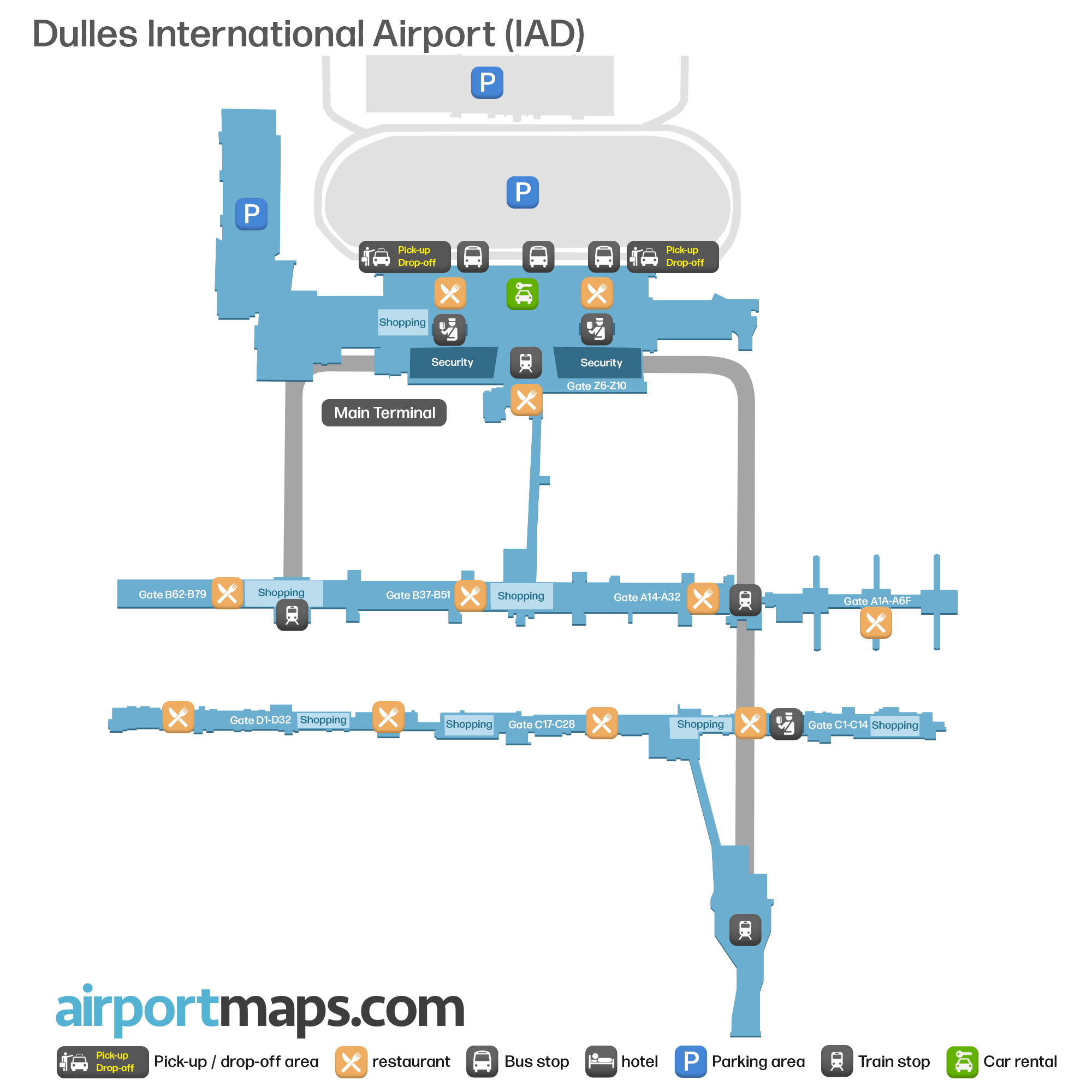 Airport Map Dulles Airport IAD Find Terminals And Gates Airport Map Dulles Airport IAD Find Terminals And Gates