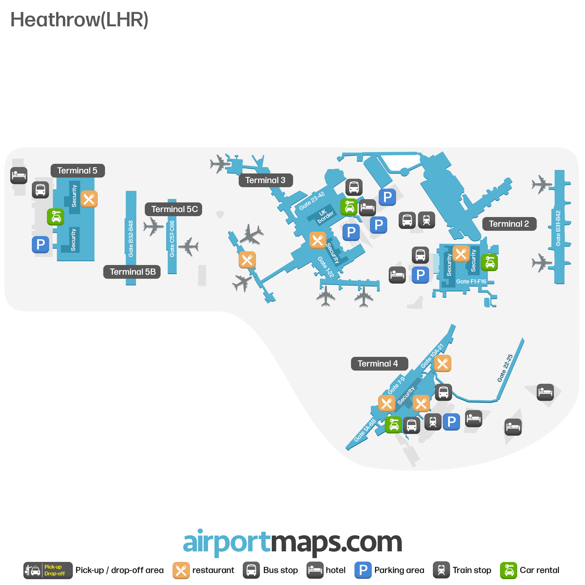 Terminal Map Of London Heathrow Airport LHR Airportmaps Terminal Map Of London Heathrow Airport LHR Airportmaps